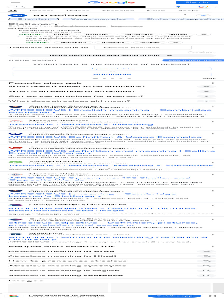 Atrocious Meaning - Google Search | PDF | Adjective | Dictionary