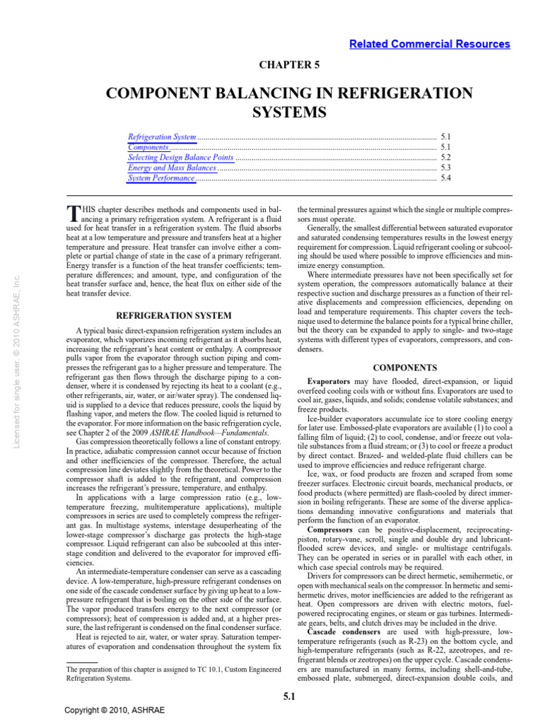 Component Balancing in Refrigeration Systems: Related Commercial Resources | PDF | Heat ...