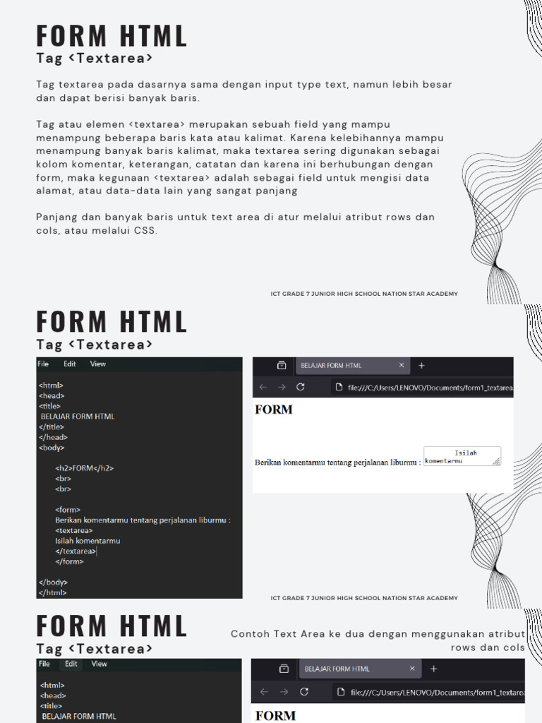Form HTML Part 7 Text Area | PDF
