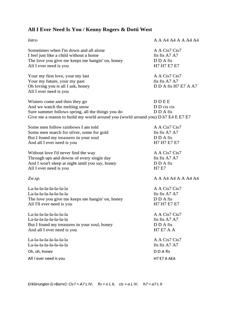All I Ever Need Is You Lyrics | PDF