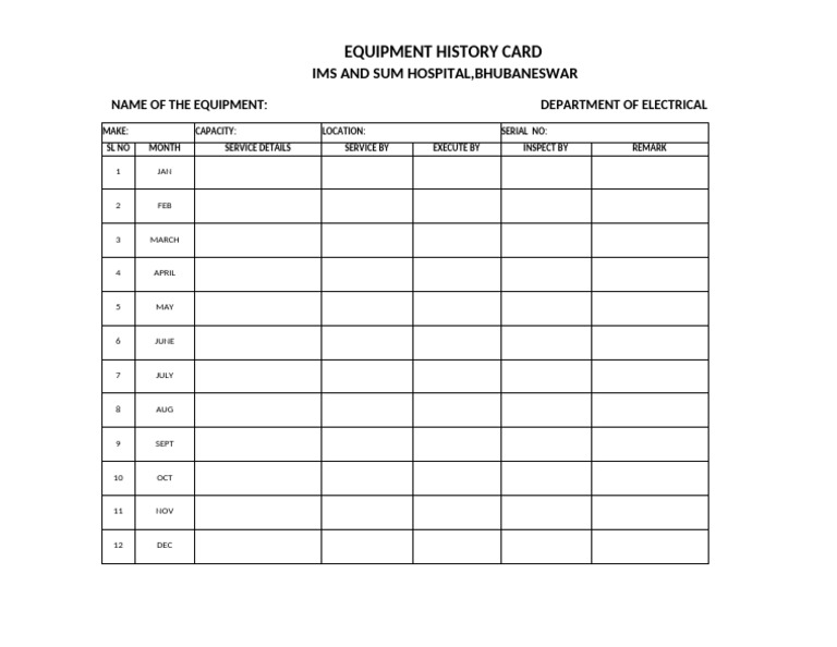 Equipment History Card Updated | PDF