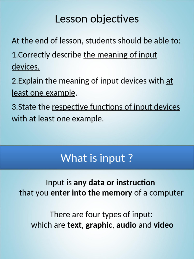Lesson 2a - Input Devices | PDF | Computer Keyboard | Biometrics