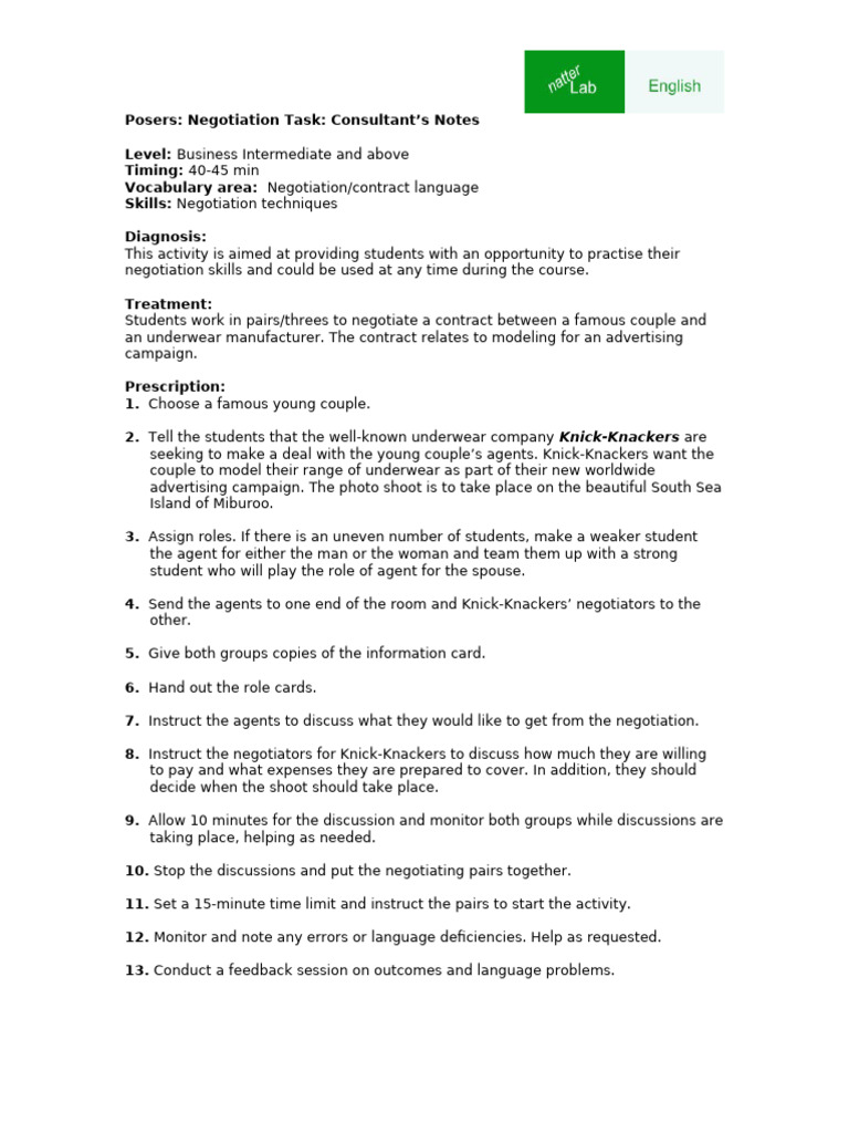 Business English Negotiation BD2 | PDF