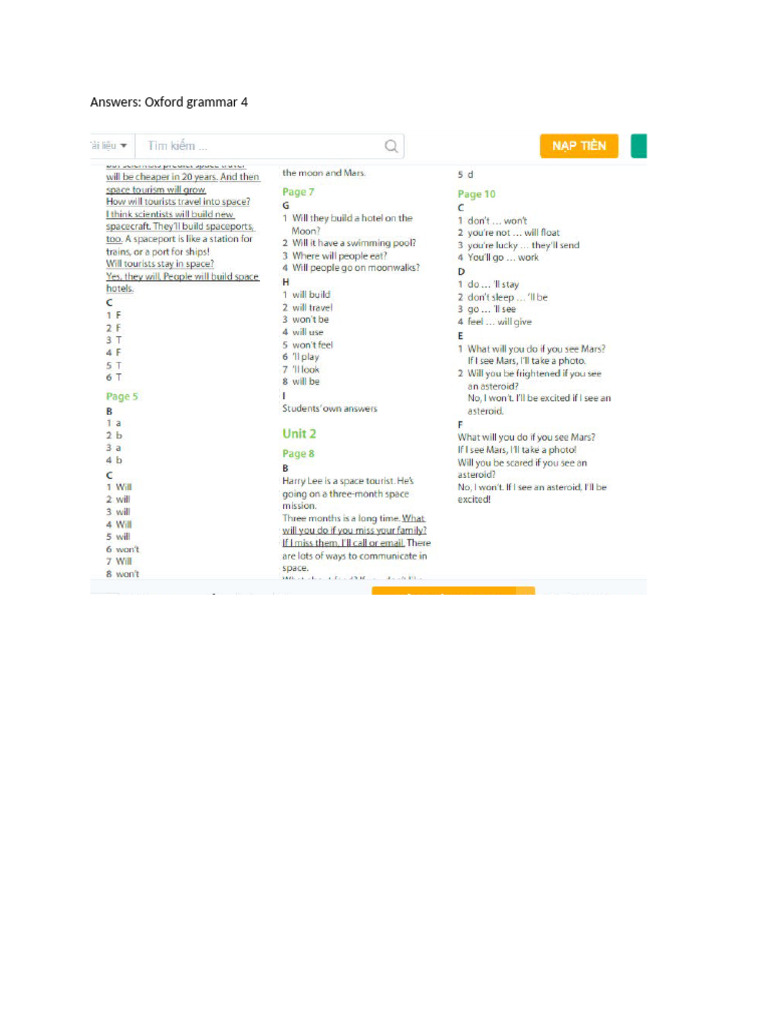 Answers - Oxford Discover 4 Grammar | PDF