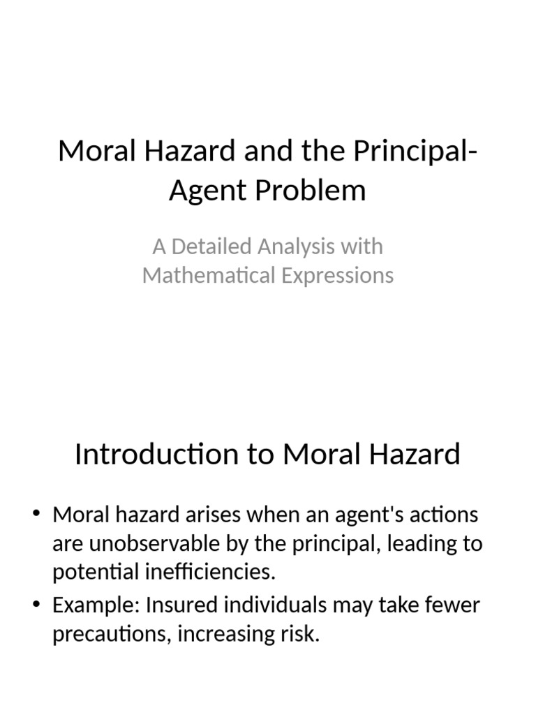 Understanding Moral Hazard in Insurance | PDF