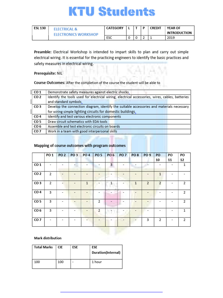 Electrical and Electronics Workshop-2019-Syllabus-Ktustudents - in | PDF | Printed Circuit Board ...