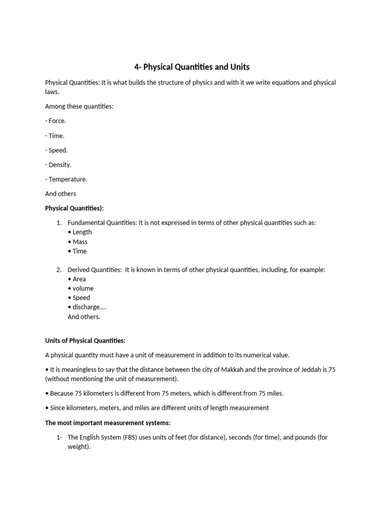 4 - Physical Quantities and Units | PDF