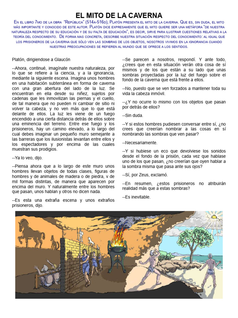 Mito de La caverna | PDF | Platón | Conocimiento