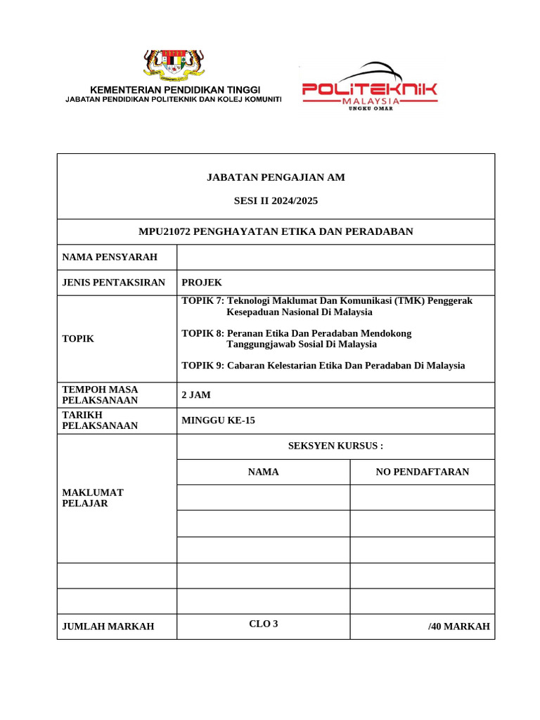 Pep Baru Cover Tugasan Projek | PDF