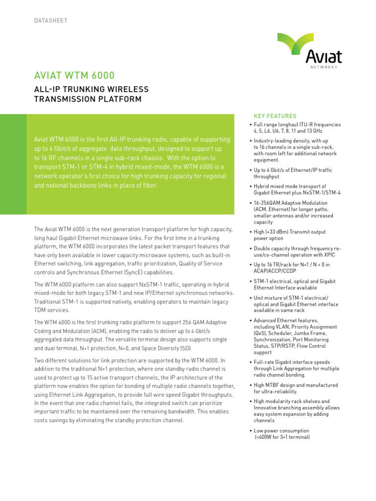 WTM 6000 All IP Trunking Wireless Transmission Platform | PDF ...