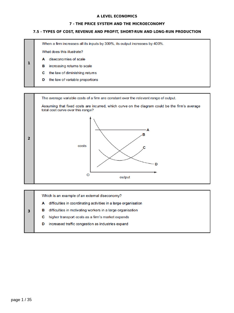Microeconomics: Costs and Production | PDF