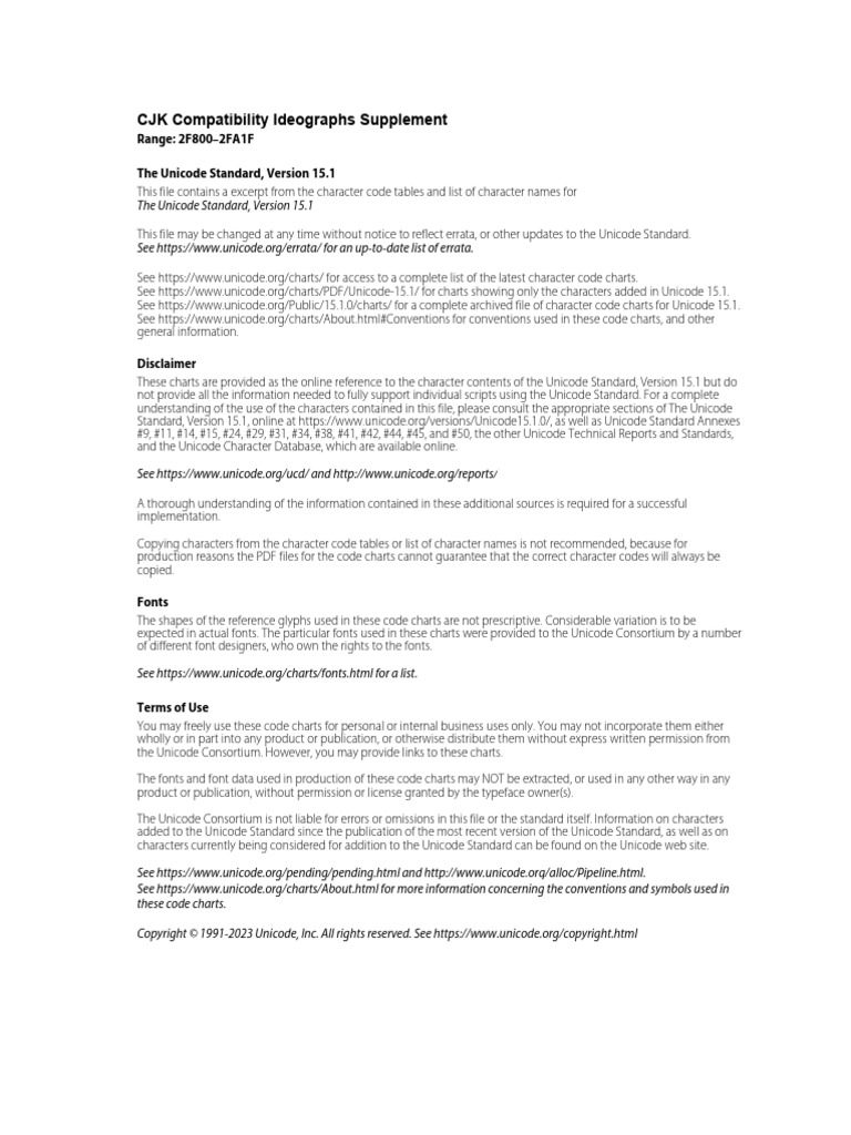 CJK Compatibility Ideographs 15.1 | PDF | Typefaces | Typography