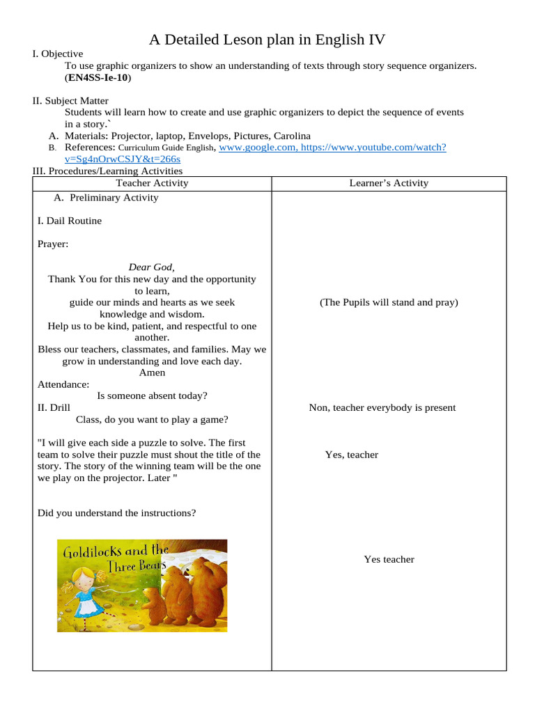 English IV Lesson Plan: Graphic Organizers | PDF | Lesson Plan ...