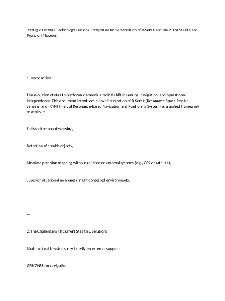 Stealth Navigation: R-Sense & IRNPS Integration | PDF | Inertial ...