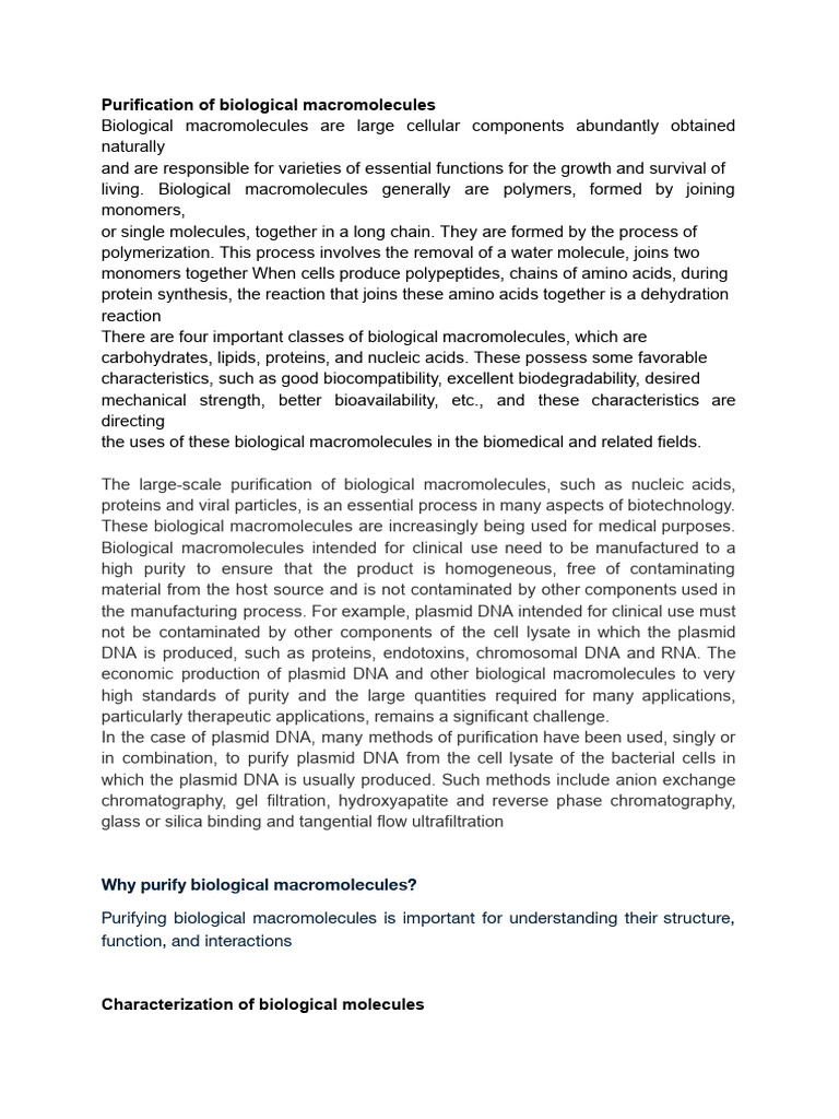 Biological Macromolecules | PDF | Macromolecules | Biomolecules