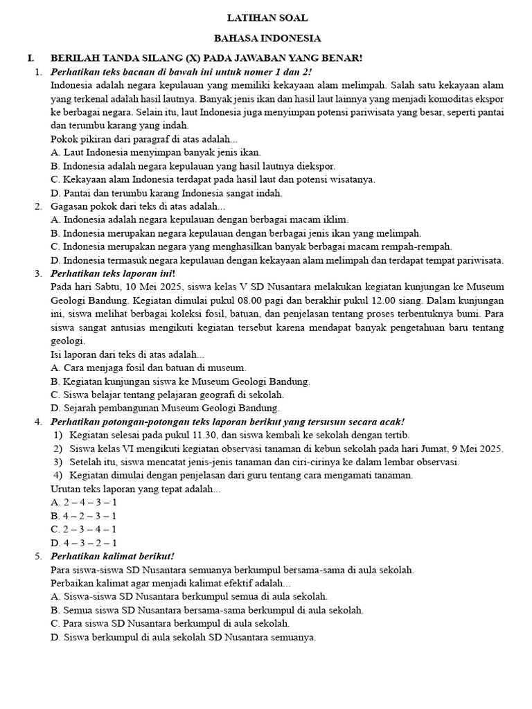 Soal BHS Indonesia | PDF