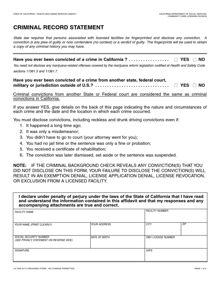 4) Criminal Record Statement | PDF | Criminal Record | Common Law