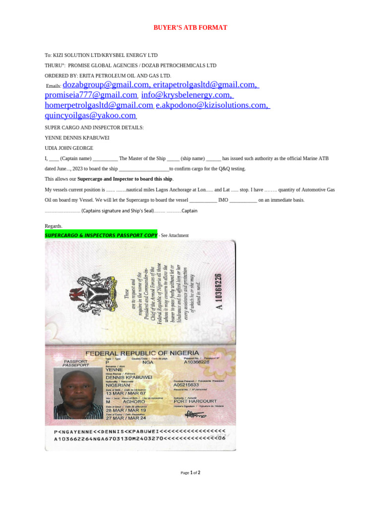 Atb Format NNPC | PDF