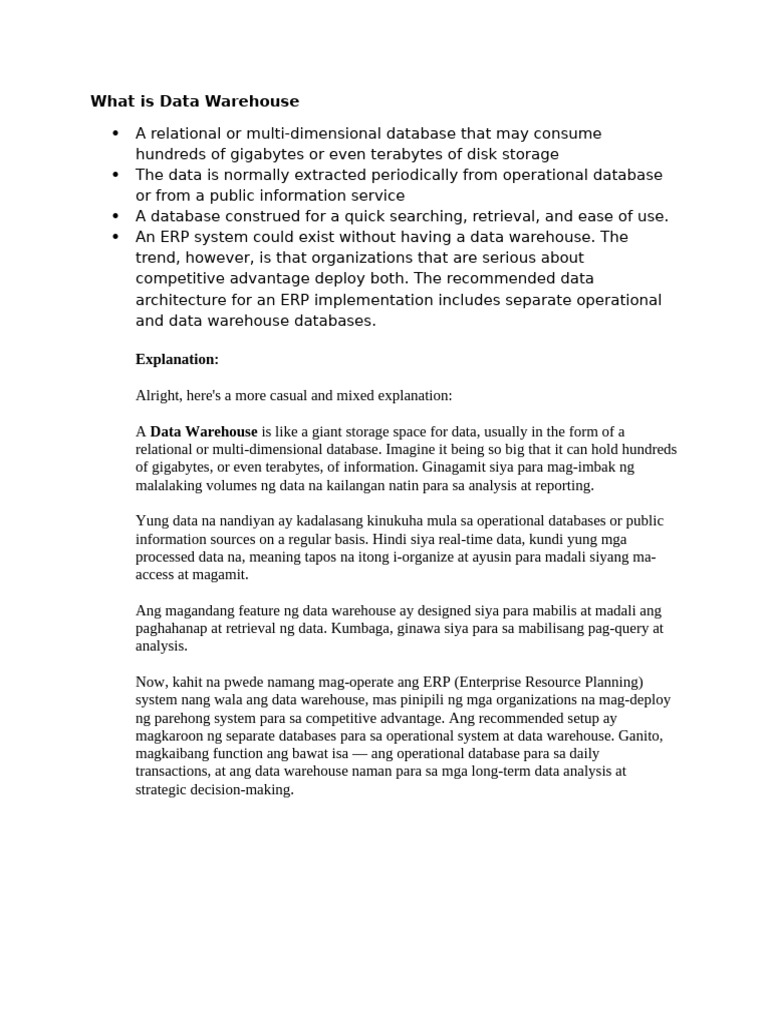 What Is Data Warehouse | PDF