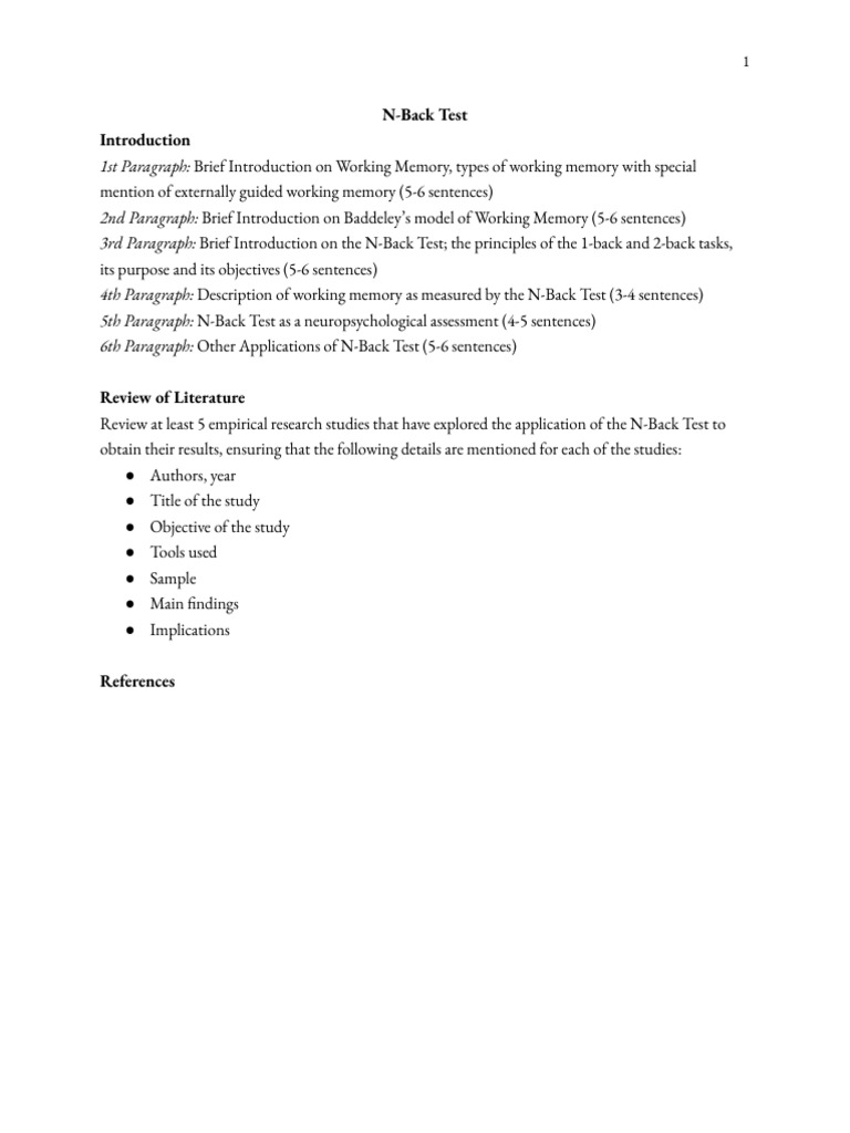 N-Back Test Structure | PDF | Memory | Working Memory