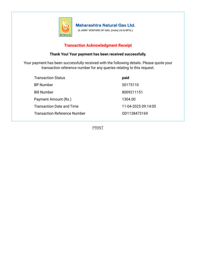 MNGL Payment Acknowledgment Receipt | PDF