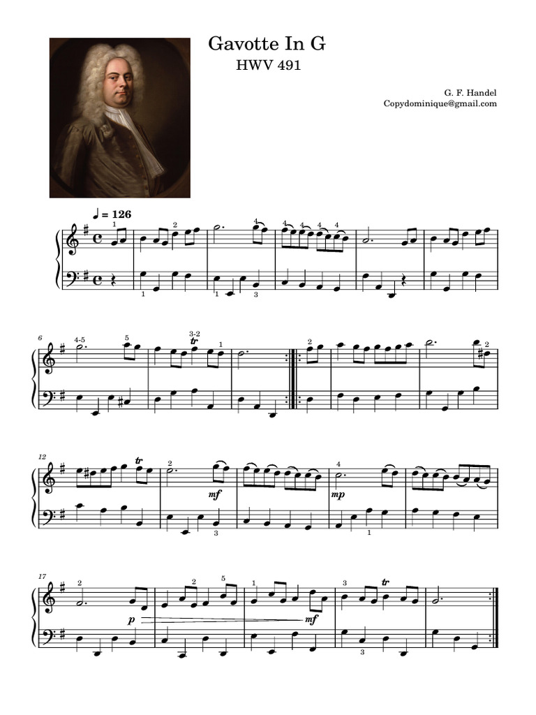 Gavotte in G Major HWV 491 Georg Friedrich Handel | PDF | George ...