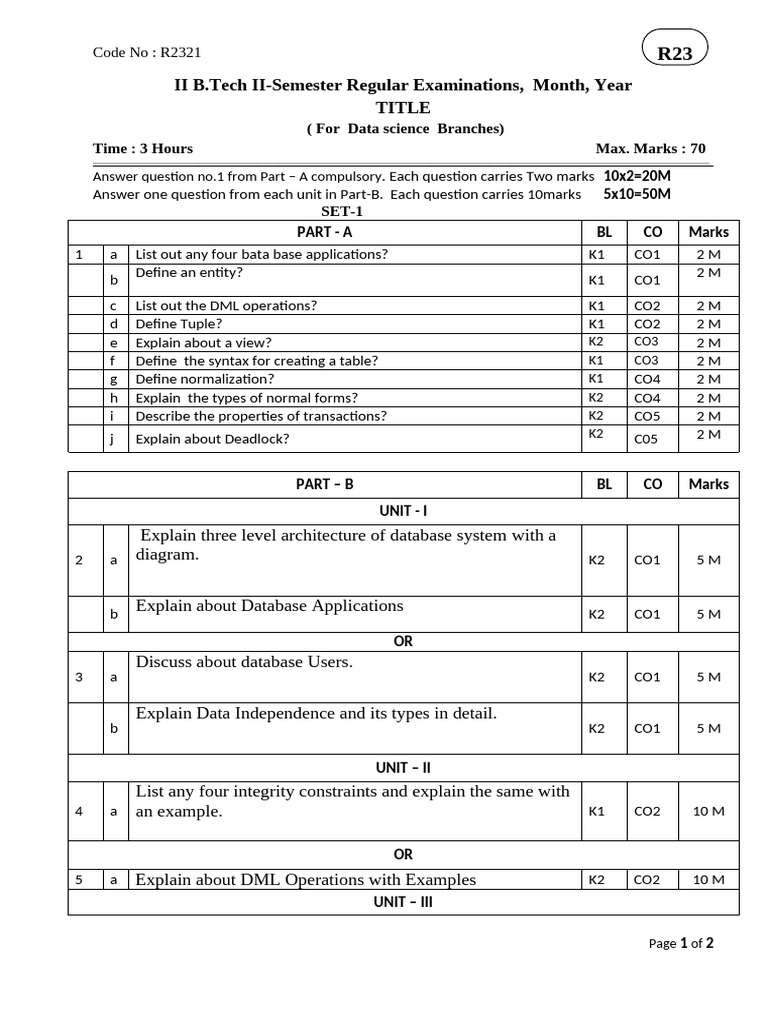Dbms Model Paper 2025 | PDF | Databases | Software Design