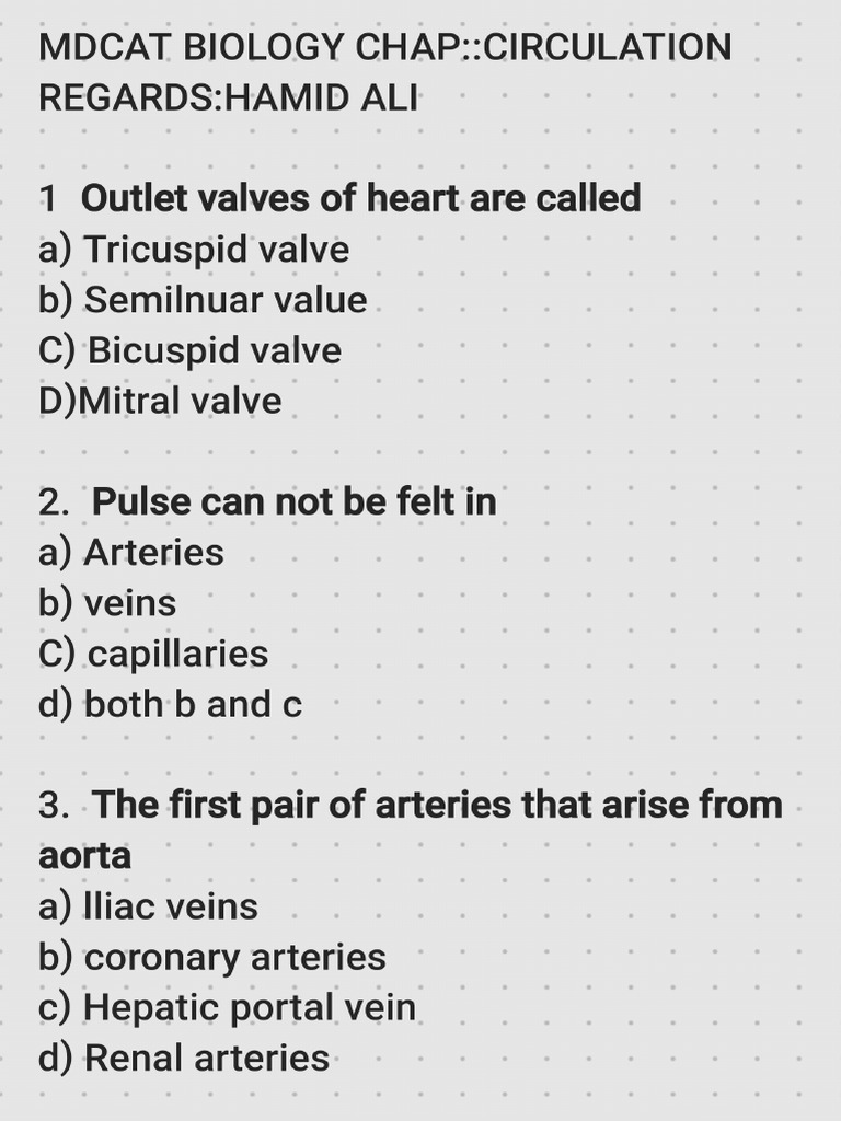 30 Questions Circulation | PDF