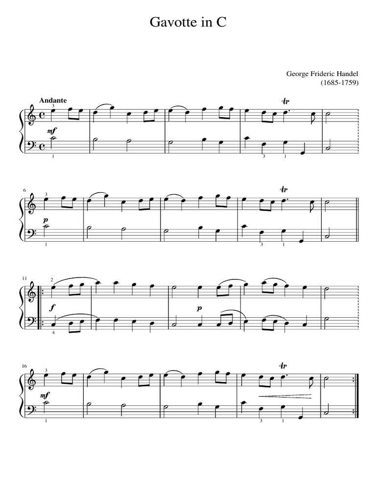 gavotte-in-c-george-frideric-handel (1) | PDF