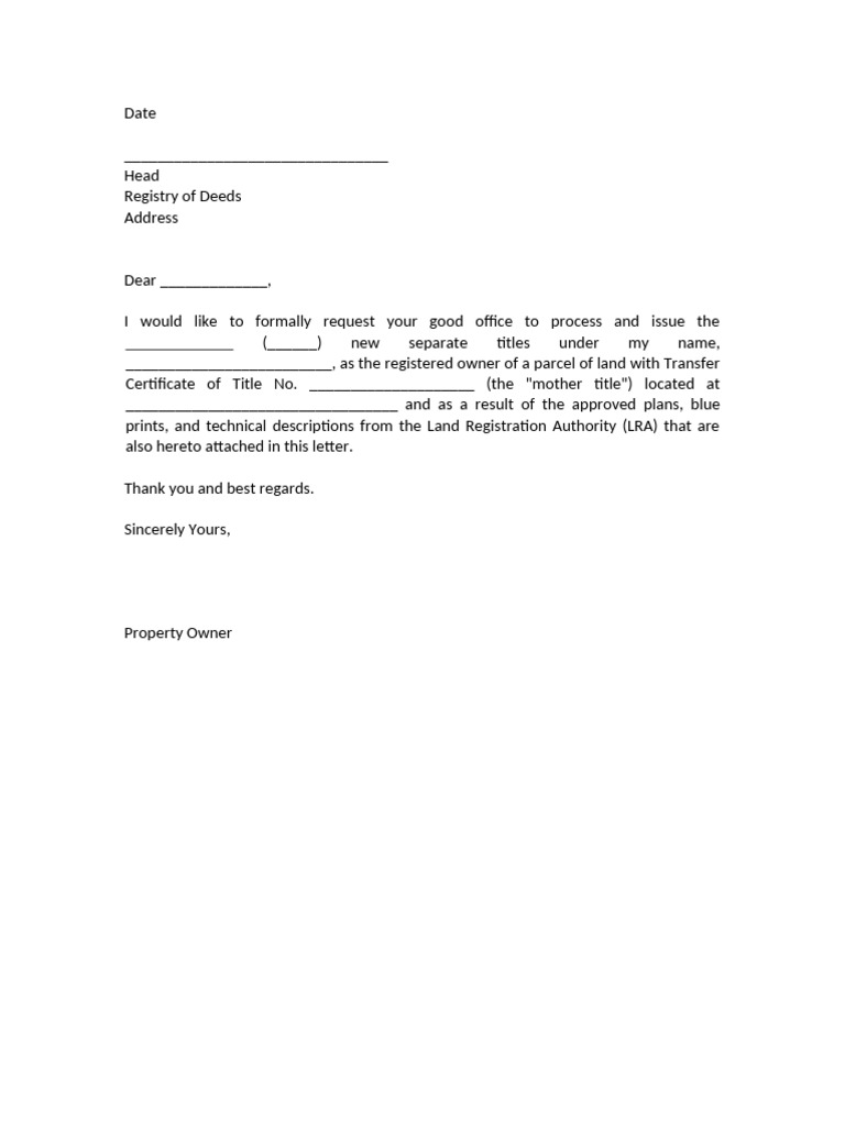 Request for Splitting Land Title | PDF