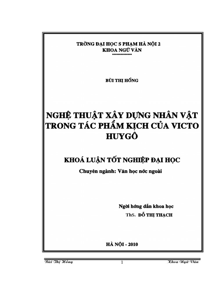 [1tailieu.com] Nghe Thuat Xay Dung Nhan Vat Trong Tac Pham Kich Cua Victo Huygo (1) | PDF
