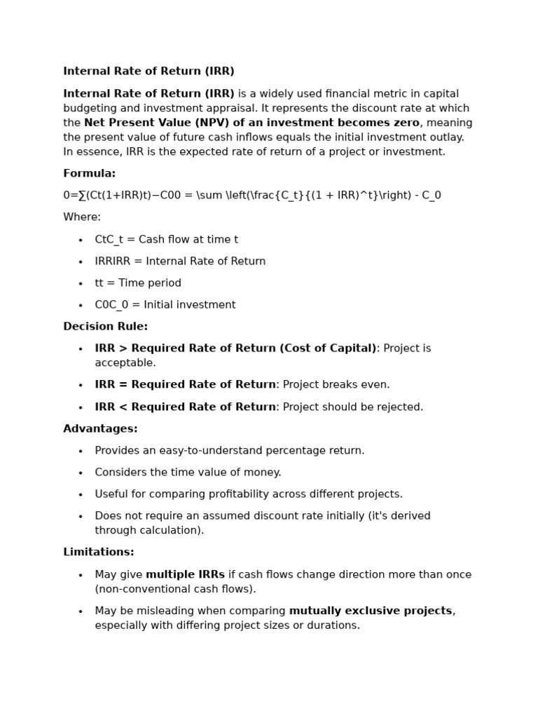 Internal Rate of Return | PDF