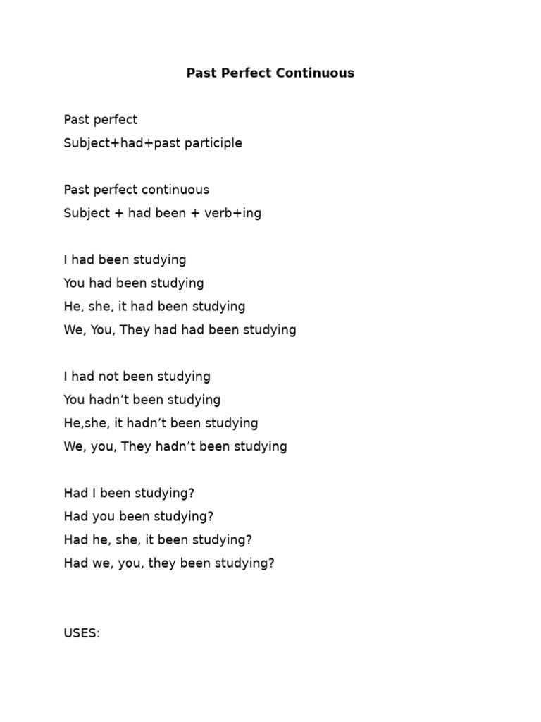 Past Perfect Continuous | PDF