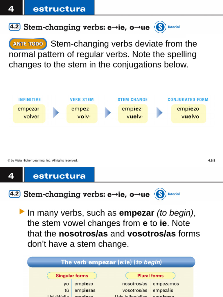 Powerpoint Stem Changing Descubre 1 2 | PDF | Semantic Units | Syntax