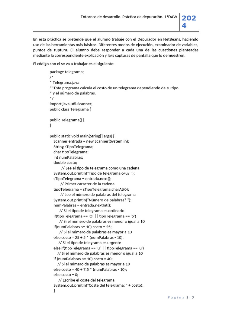 Práctica 2 Depurador | PDF | Java (lenguaje de programación) | Software