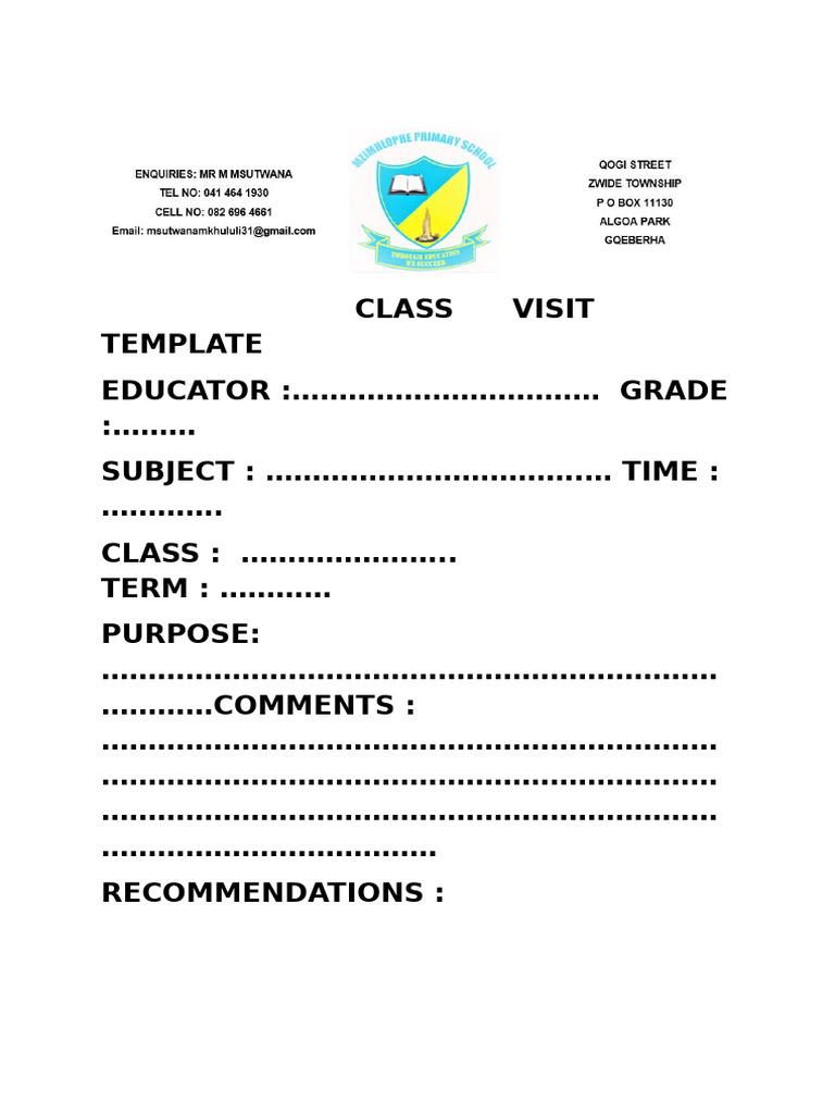 Class Visit Template | PDF