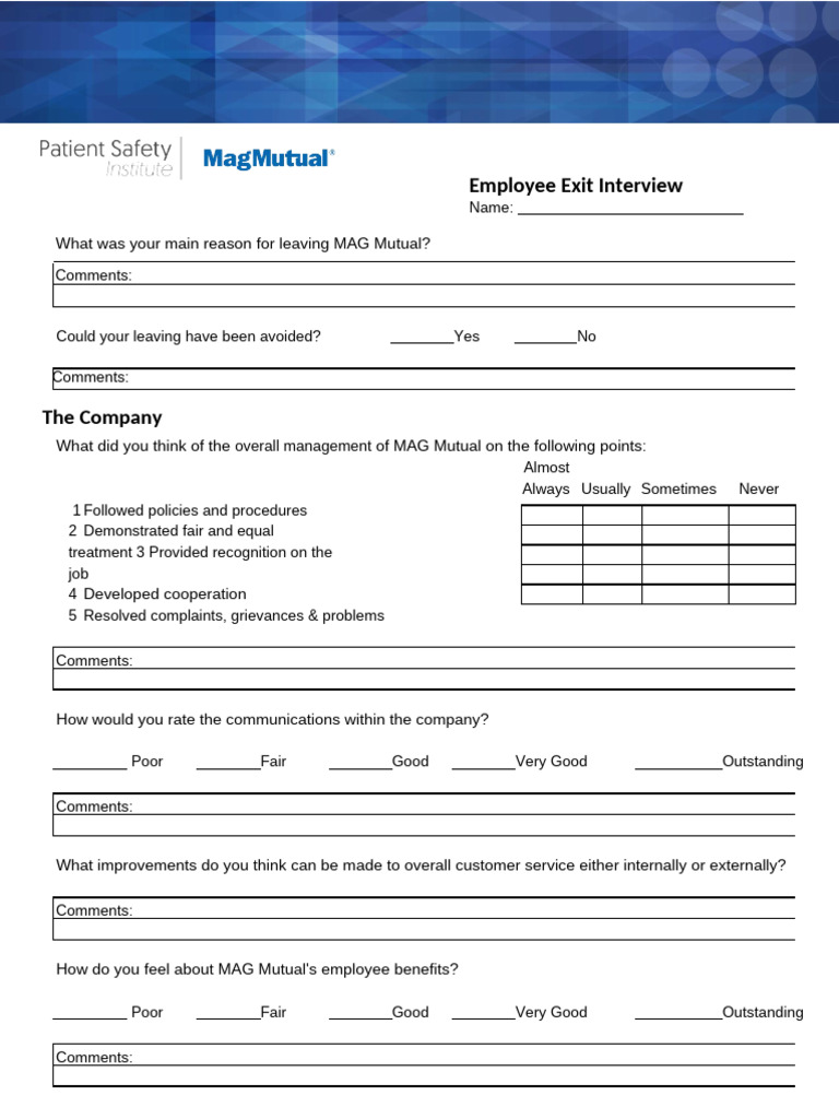Employee Exit Interview Feedback Form | PDF | Business