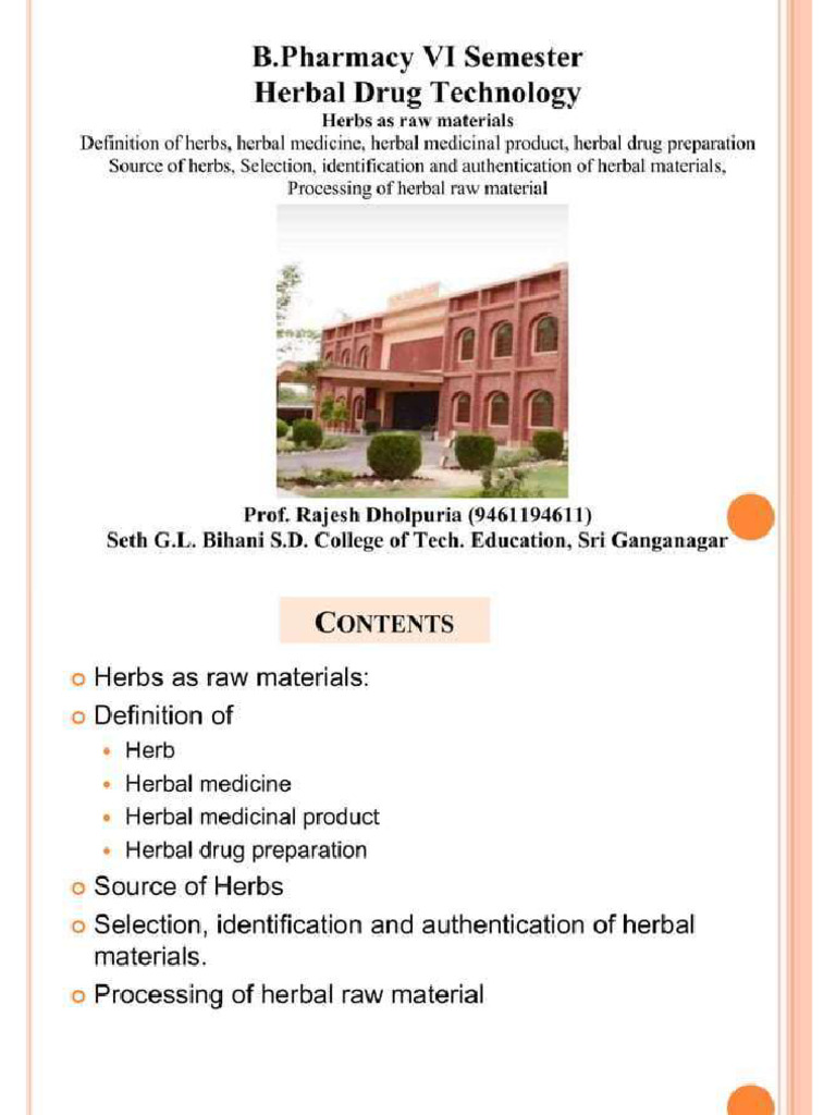 1 Unit 1 Herbal Drug Processing | PDF