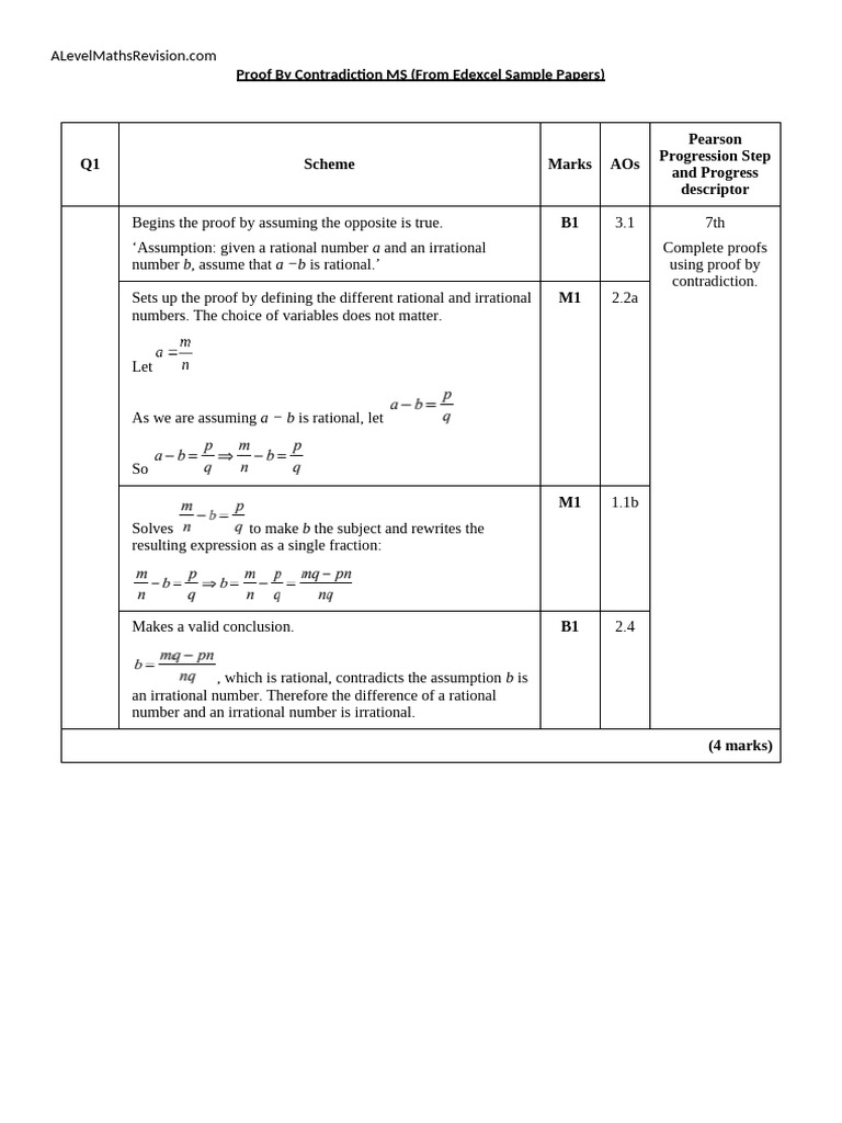 Proof by Contradiction Exam Questions MS | PDF | Mathematical Proof ...