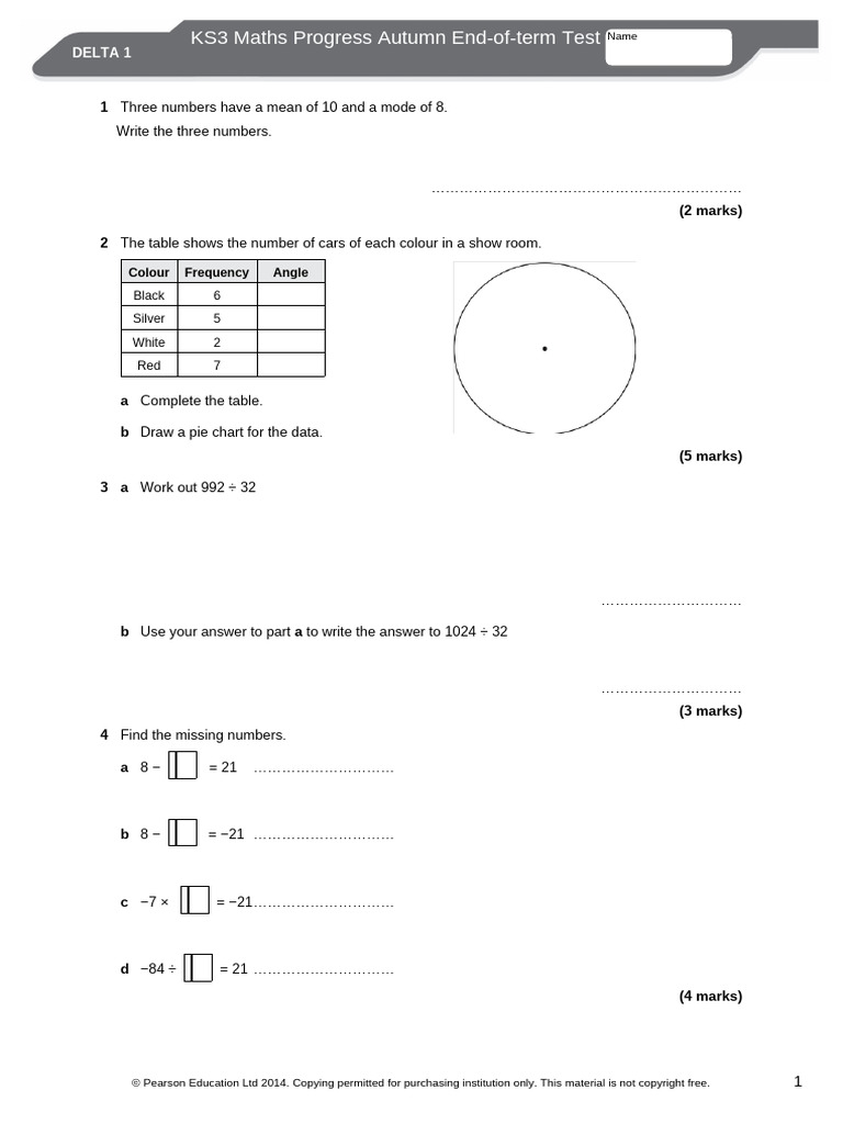 Ks3 AP Del1 High Eot Autumn | PDF | Mathematics | Arithmetic