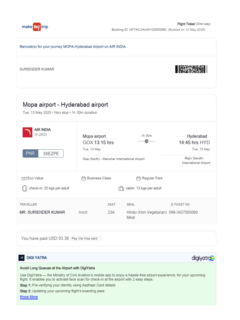 NF7ACJHU44102500060 ETicket | PDF | Airport | Transport