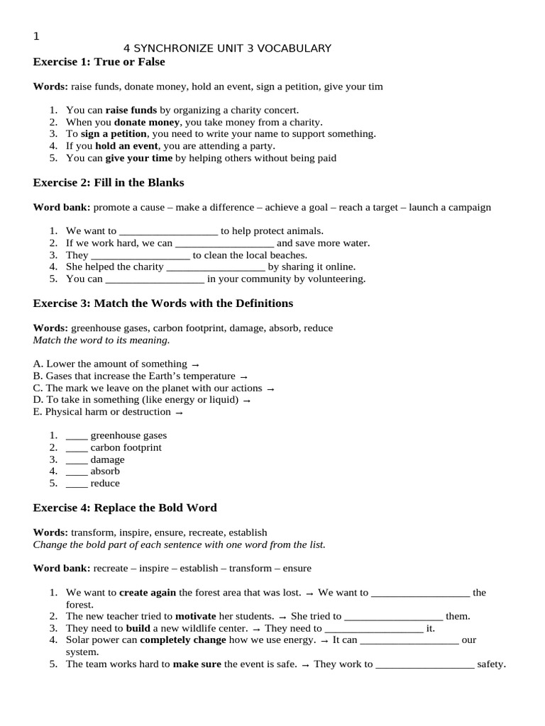 4 Synchronize Unit 3 Vocabulary | PDF | Greenhouse Effect | Human Impact On The Environment
