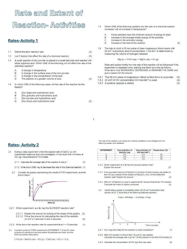 Rates Booklet - Activities | PDF