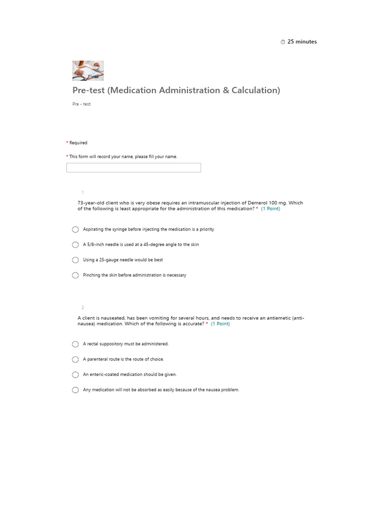 Medication Administration & Calculation Test Questions | PDF ...