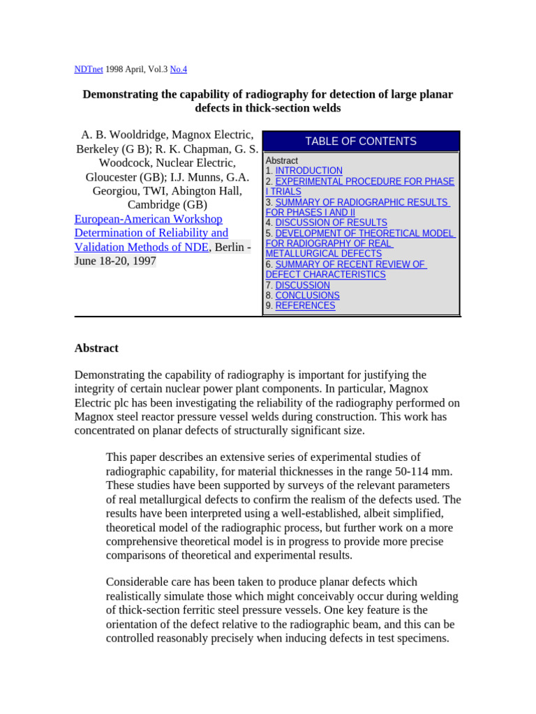 Demonstrating The Capability of Radiography For Detection of Large ...