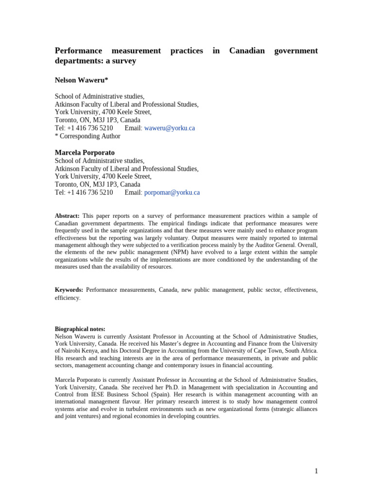 Performance Measurementsin Canadian Government | PDF | Survey ...