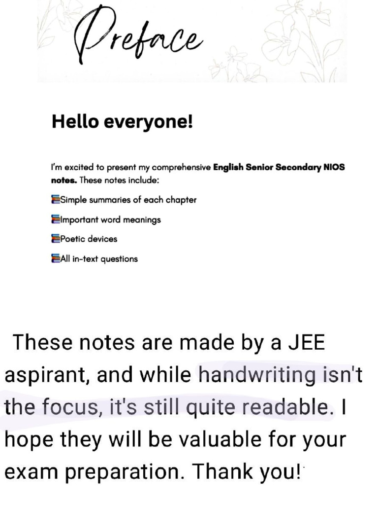 NIOS English SR Secondary Notes | PDF