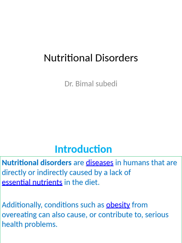 Overview of Nutritional Disorders | PDF | Malnutrition | Vitamin D