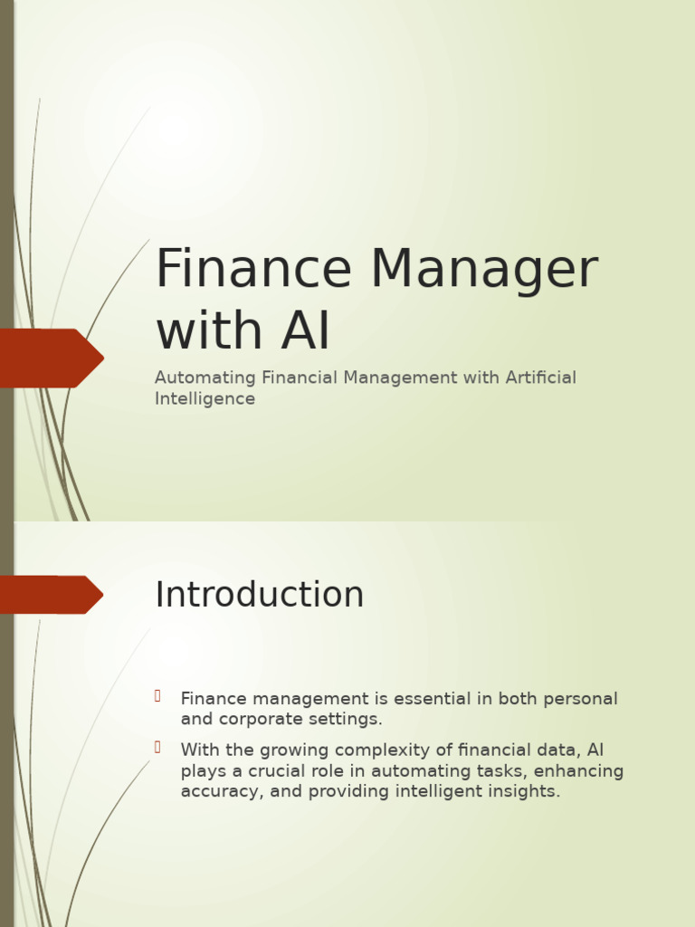 Finance Manager With AI | PDF | Artificial Intelligence | Intelligence ...