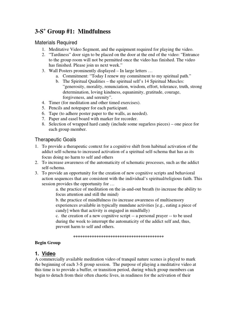 Mindfulness Group Therapy Curriculum | PDF | Meditation | Mindfulness